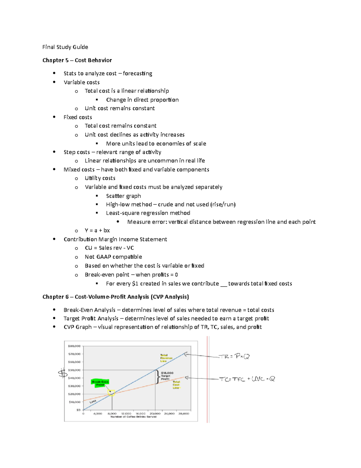 Accounting Final Study Guide - Final Study Guide Chapter 5 – Cost ...