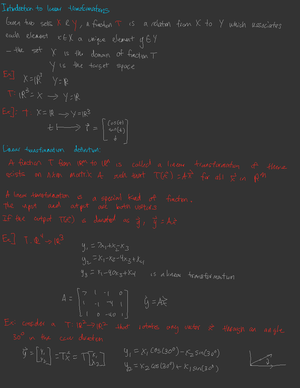 Week 4 - Discussion week 4 materials - Linear transformations f:RY-RM ...