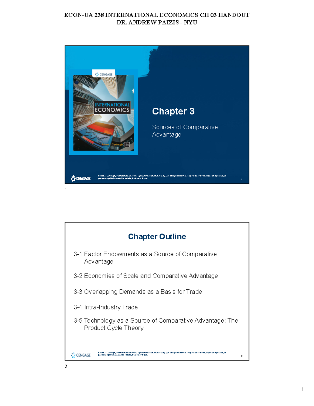 CH03- Sources OF Comparative Advantage - 1 Robert J. Carbaugh ...