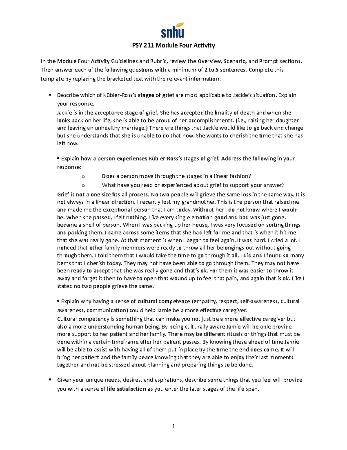 PSY 211 Module Four Activity Final - PSY 211 Module Four Activity In ...
