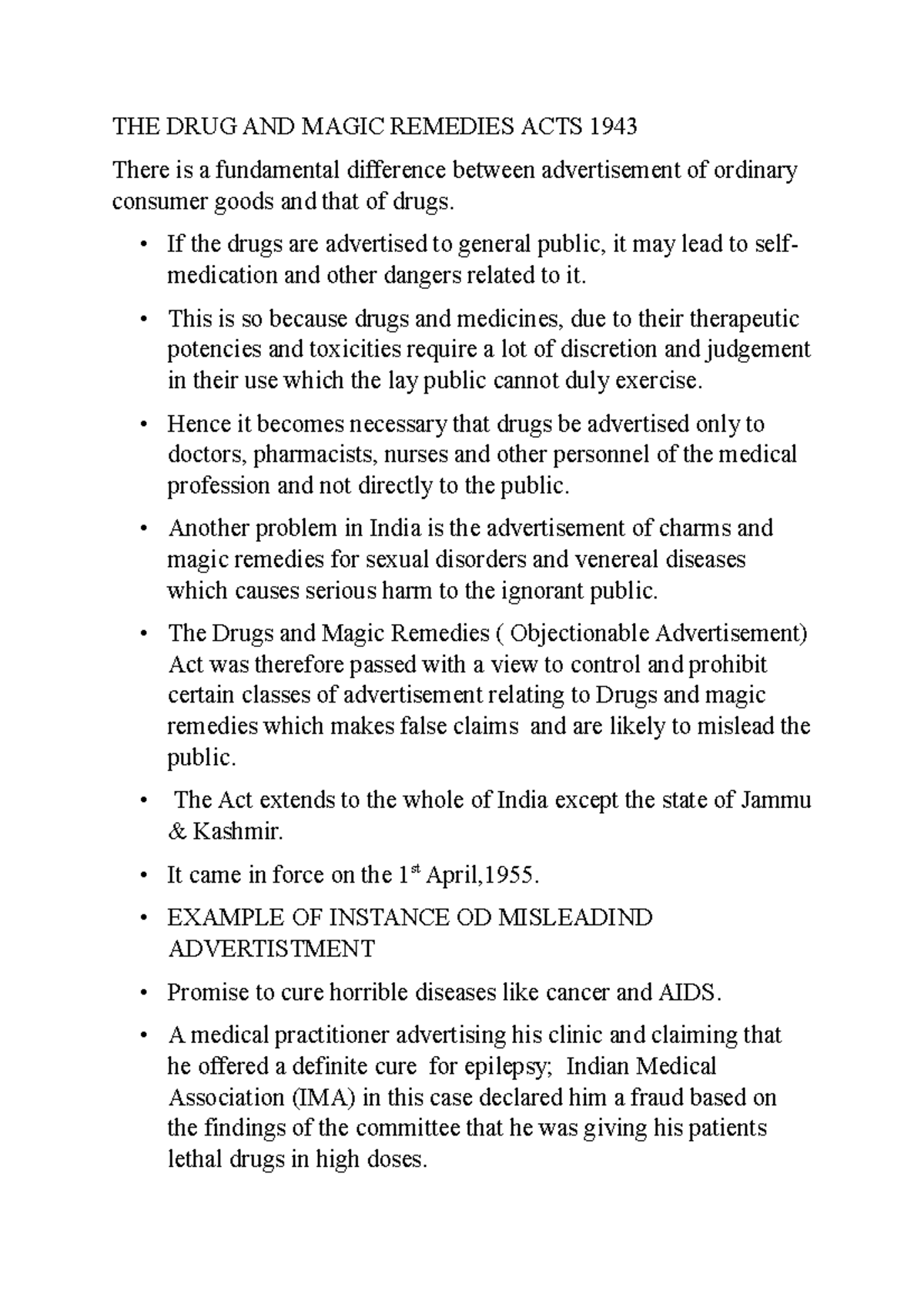 THE DRUG AND Magic Remedies ACTS 1943 - THE DRUG AND MAGIC REMEDIES ...