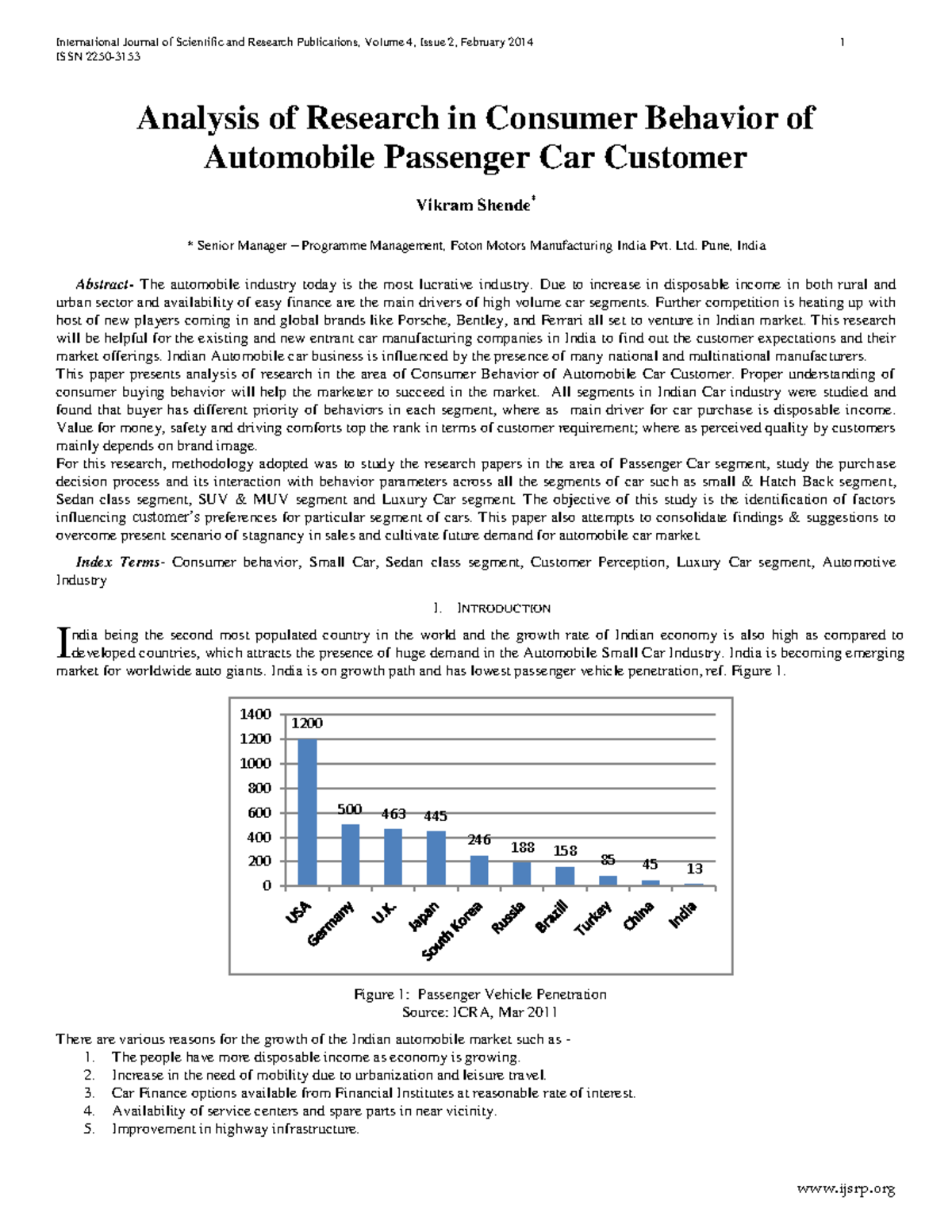 Consumer preference in Indian automobile industry - ISSN 2250- Analysis ...