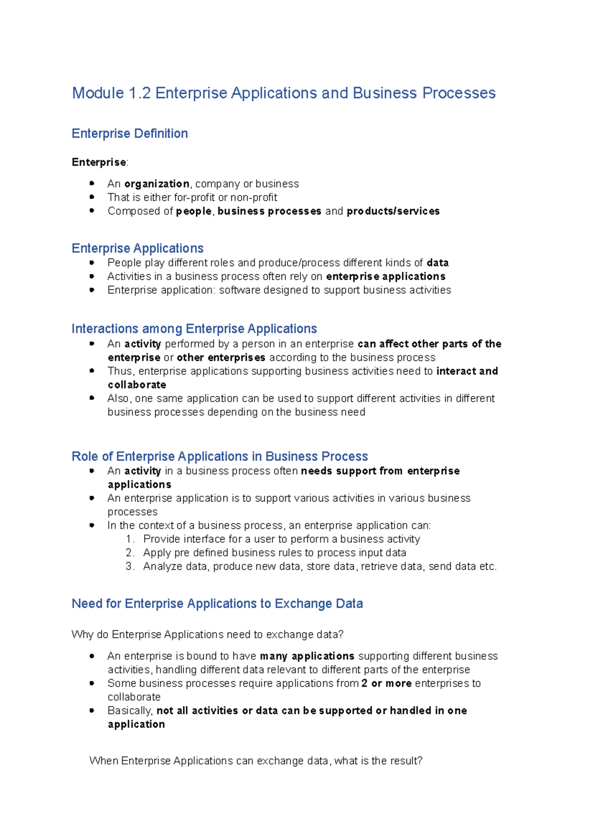 ESD Compiled - botes - Module 1 Enterprise Applications and Business ...