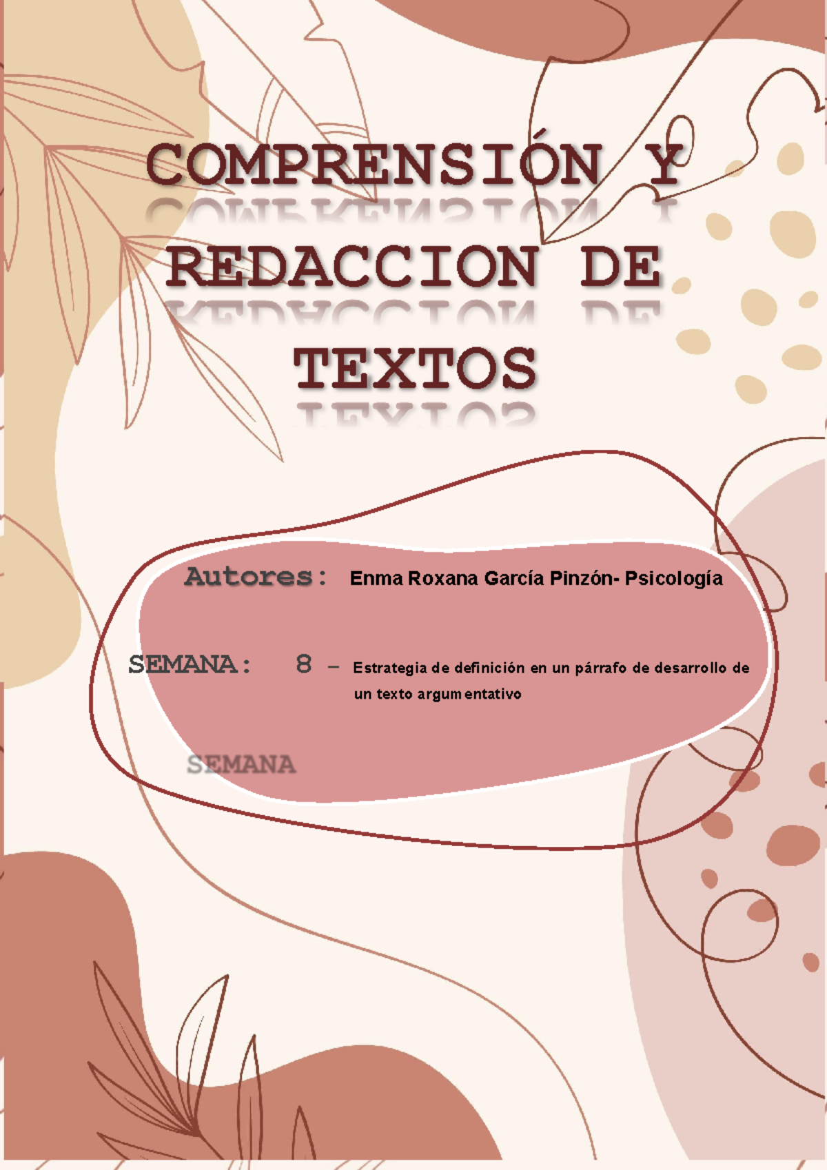 Trabajo Grupal - caratula - Redacción de textos - COMPRENSIÓN Y ...