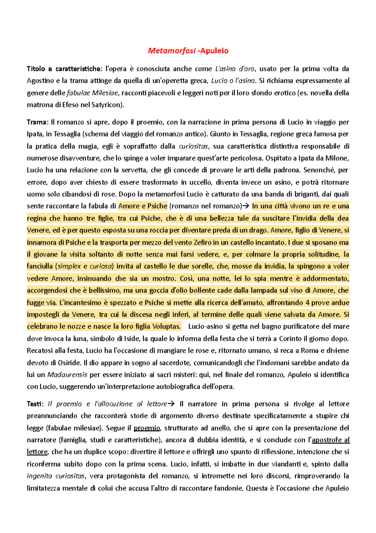 Metamorfosi- Apuleio - Lingua e Cultura Latina (Scientifico ...