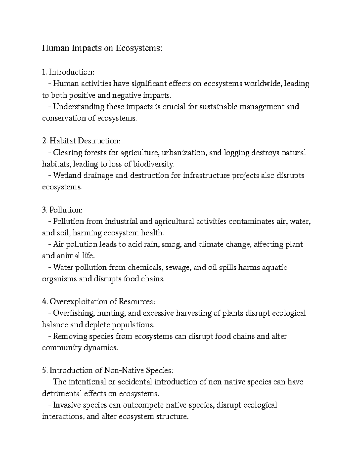 Human Impacts on Ecosystems - Human Impacts on Ecosystems: Introduction ...