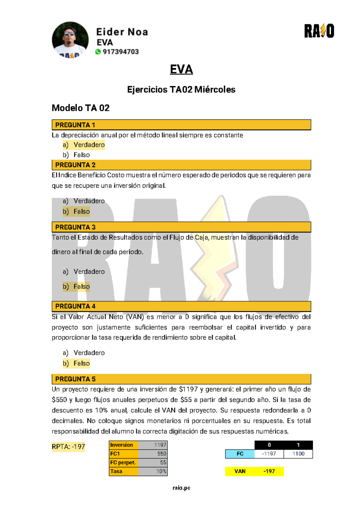 EVA Semana 3 Miercoles TA2 2024-1 Raio - EVA Ejercicios TA02 Miércoles Modelo TA 02 PREGUNTA 1 ...