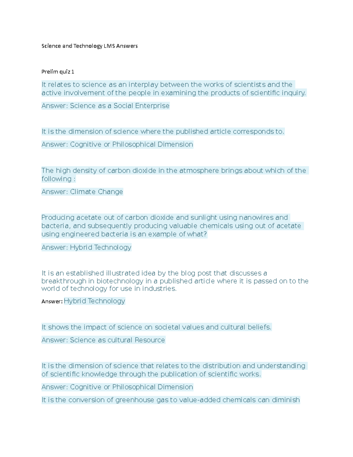 Science and Technology LMS Answers - Answer: Science as a Social ...