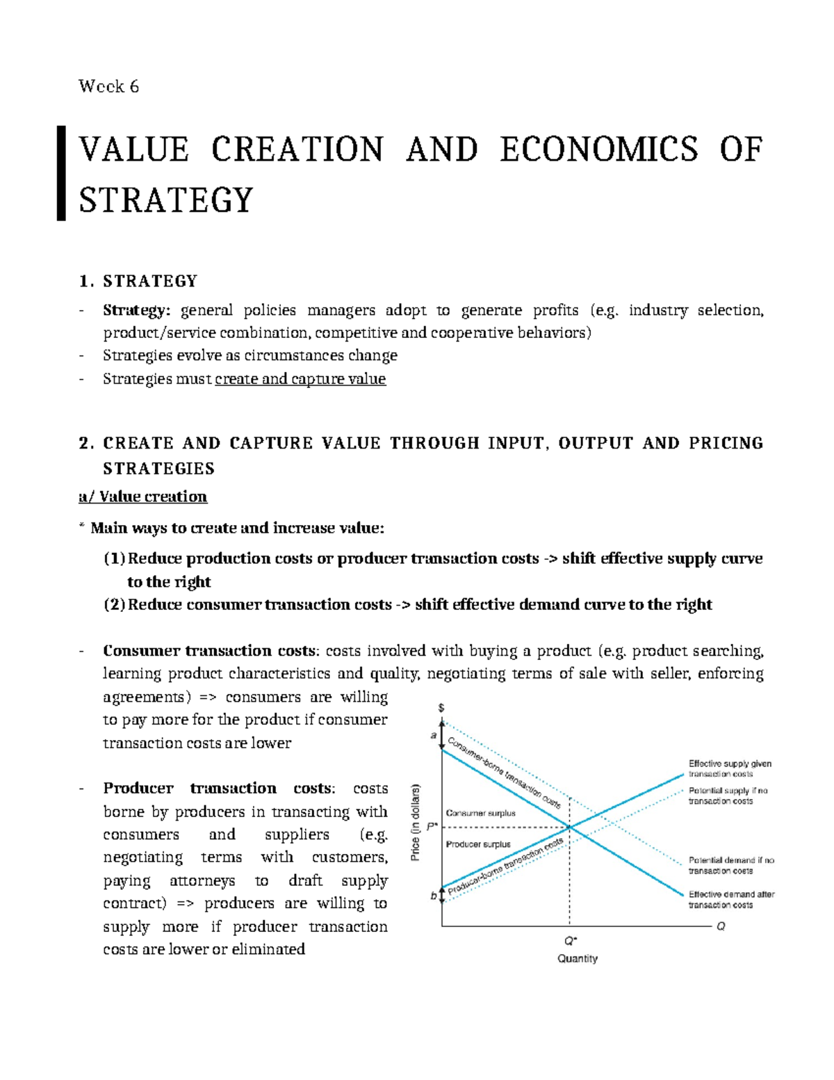 Summaries Week 6 ECON8069 - Week 6 VALUE CREATION AND ECONOMICS OF ...