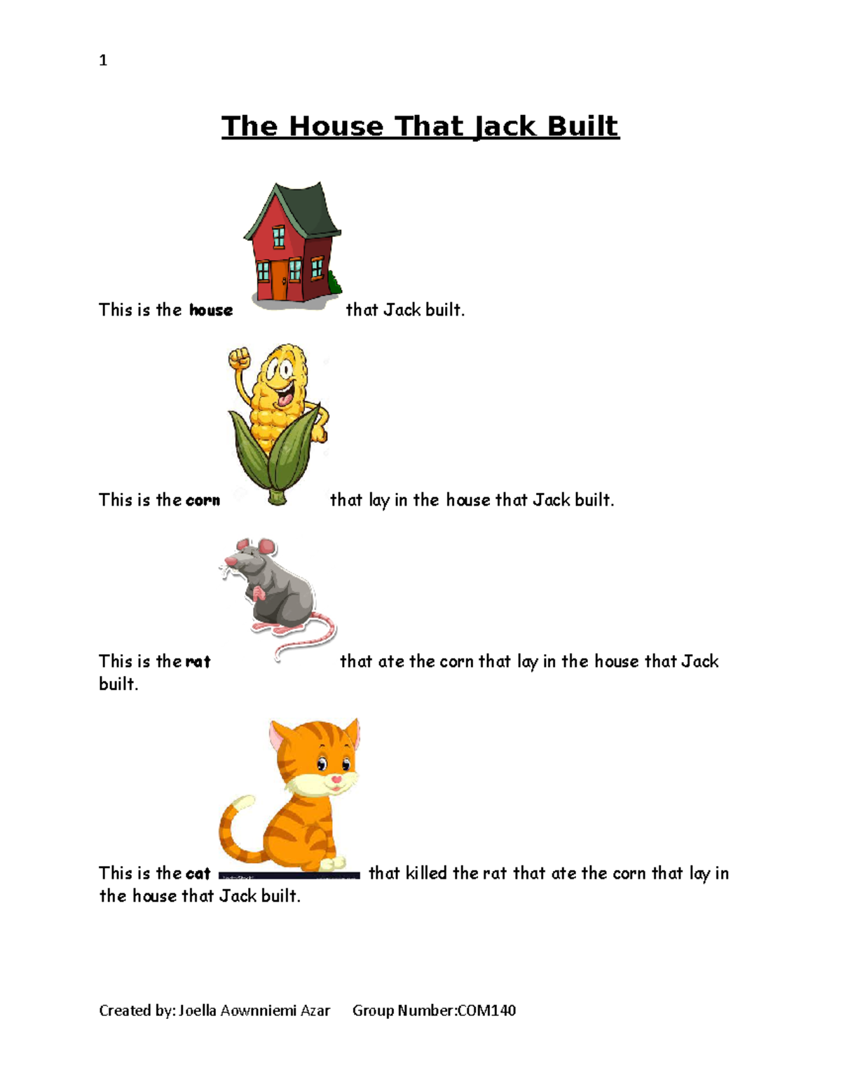 A5 JAA - com-140 - 1 The House That Jack Built This is the house This ...