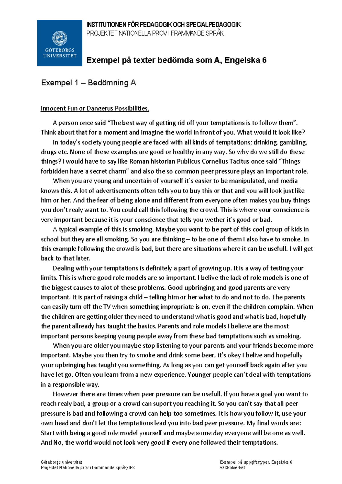 En6 Writing Kommenterat-exempel A - Göteborgs universitet Exempel på ...