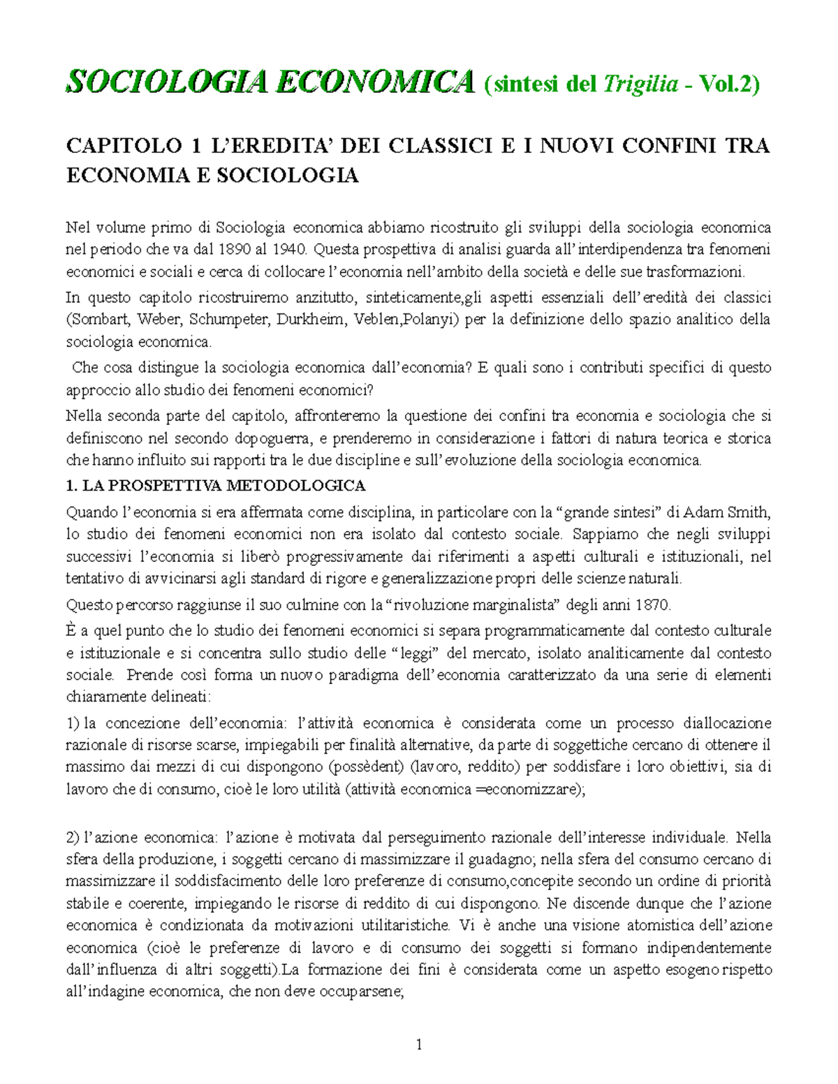 Sociologia- Economica- sintesi-del-Trigil - SOCIOLOGIA ECONOMICA ...