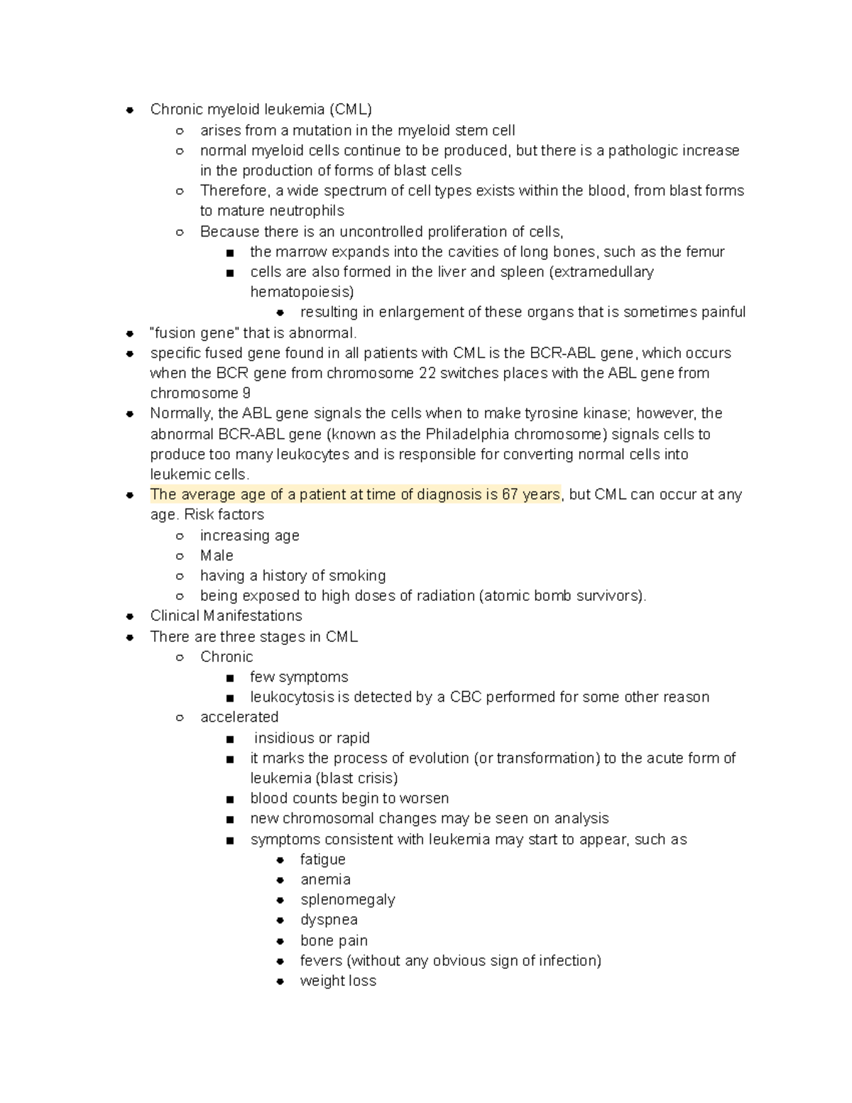 Chronic myeloid leukemia (CML) nursing process - Chronic myeloid ...