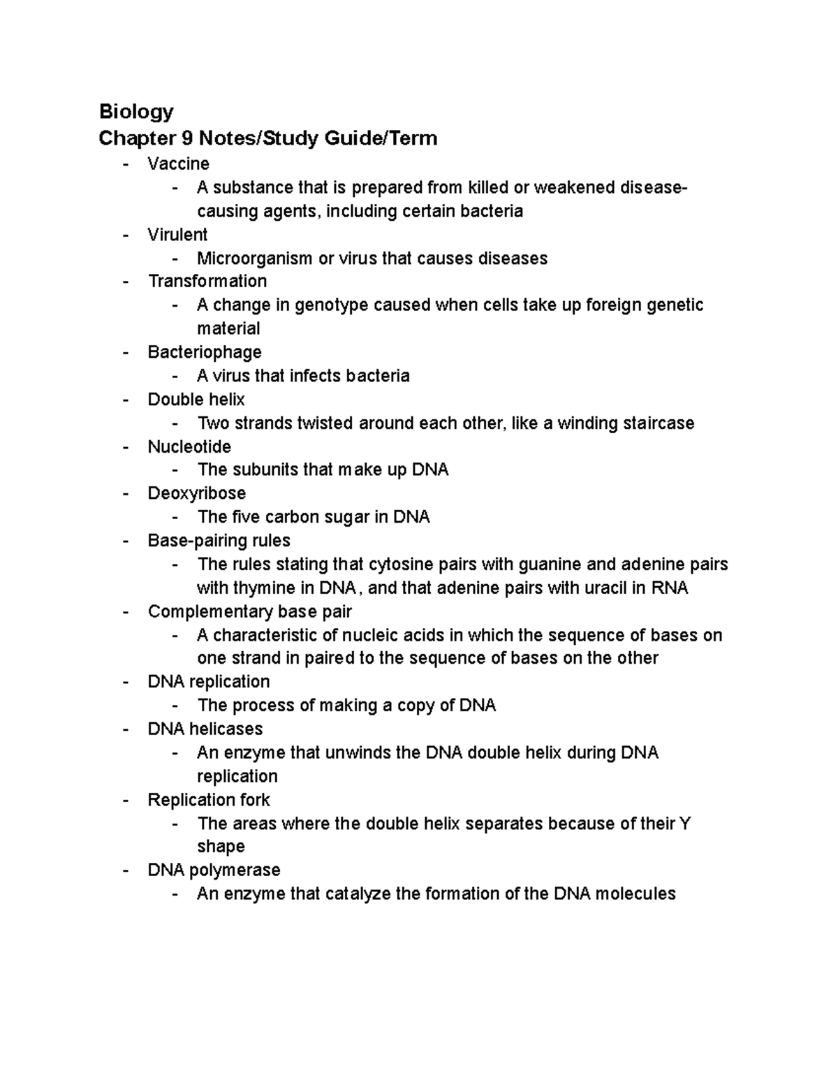 Biology Chapter 9 Notes Study Guide Term - Biology Chapter 9 Notes ...