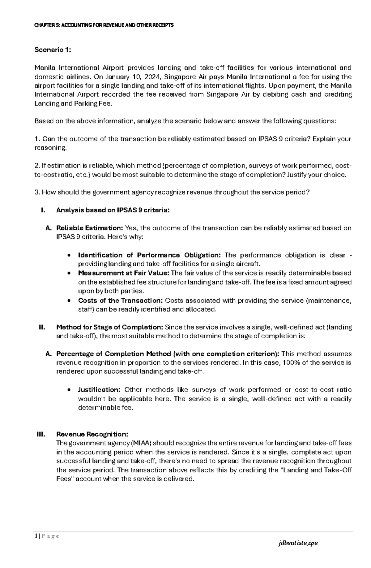 Examples Rendering Services - CHAPTER 5 : ACCOUNTING FOR REVENUE AND ...
