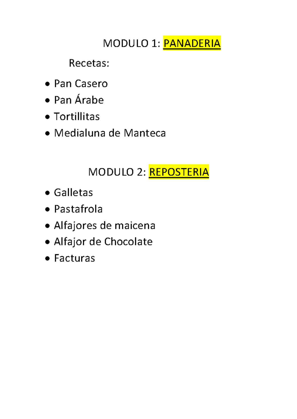 ANTO Recetas Taller Panaderia 2022 - MODULO 1: PANADERIA Recetas: • Pan Casero • Pan Árabe ...