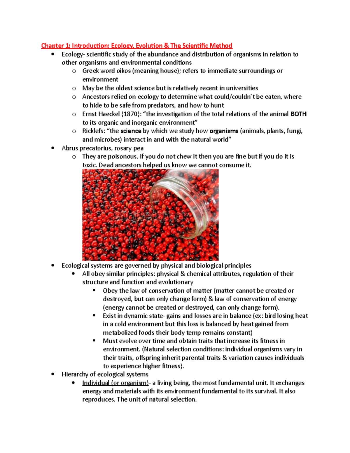 Exam 1 Study Guide - ecology notes for test 1 - Chapter 1: Introduction ...