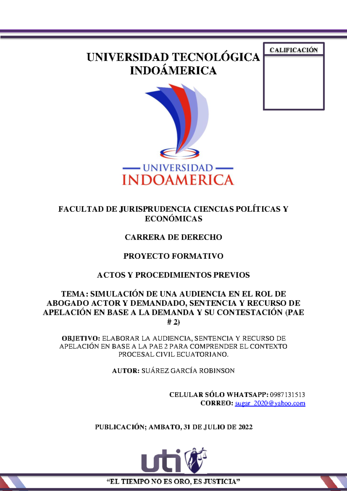II B. Producto Final Simulación Audiencia Abogado Actor Y Demandado ...