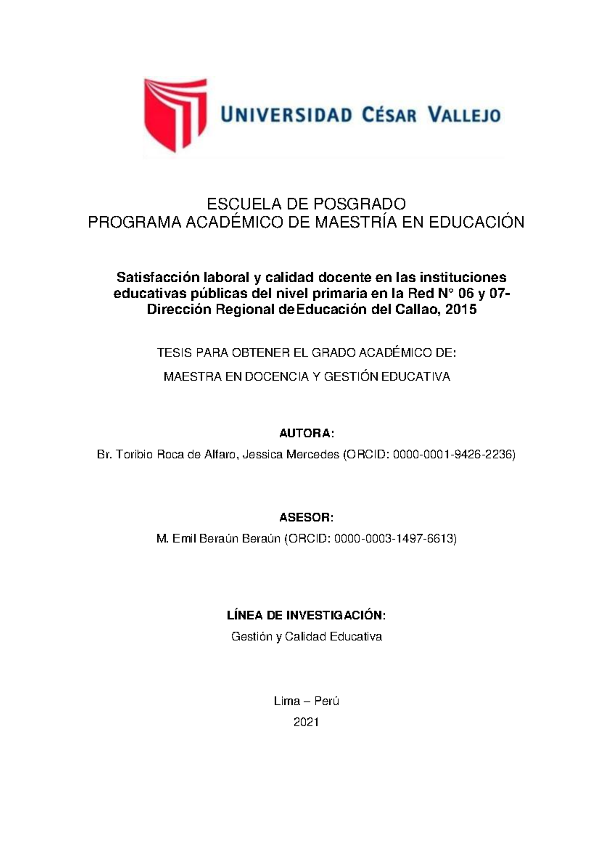 Tesis Jessica Toribio Roca 2022 corregido arial - ESCUELA DE POSGRADO ...