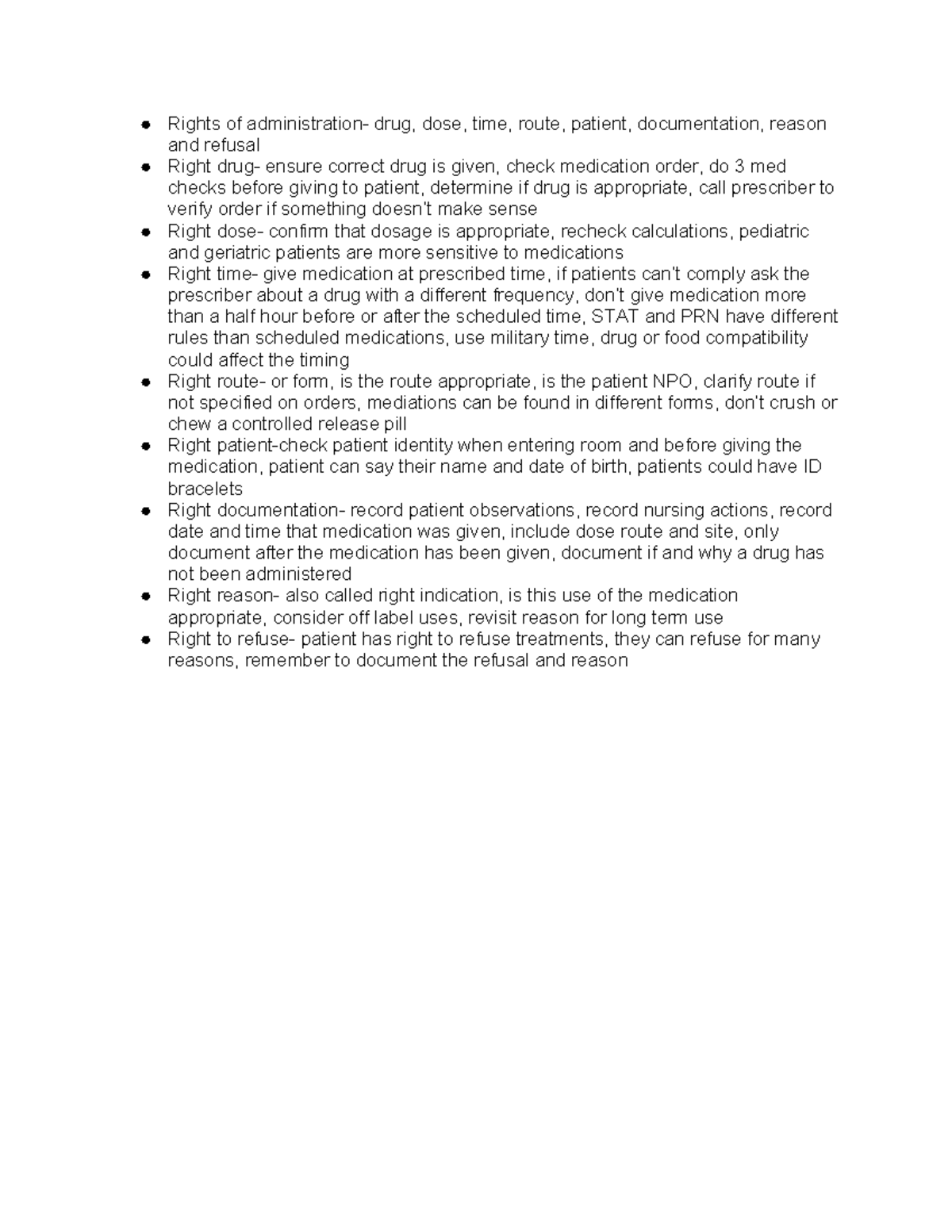 3 - notes - Rights of administration- drug, dose, time, route, patient ...