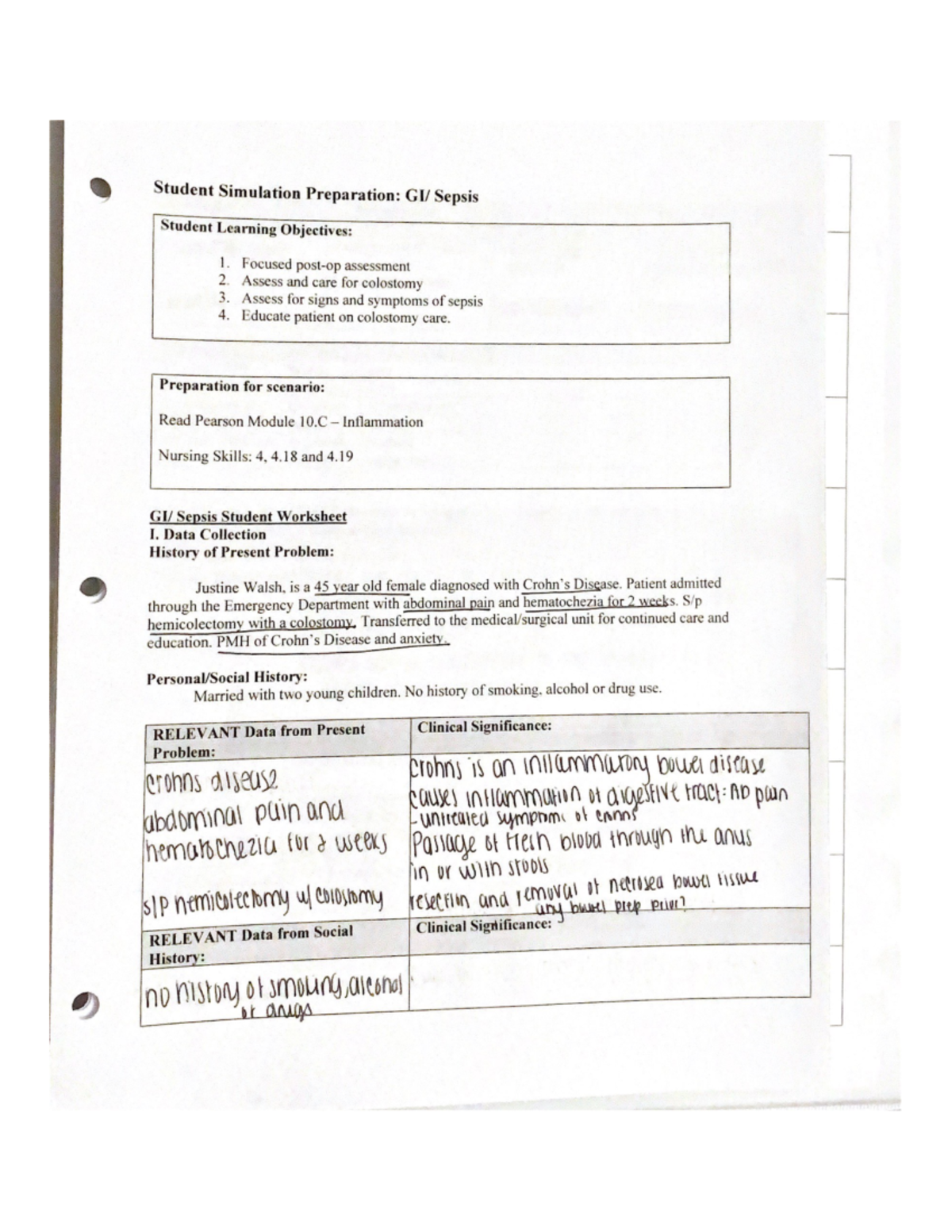 Student Simulation Preparation GI Sepsis - NUR 2005 - Studocu