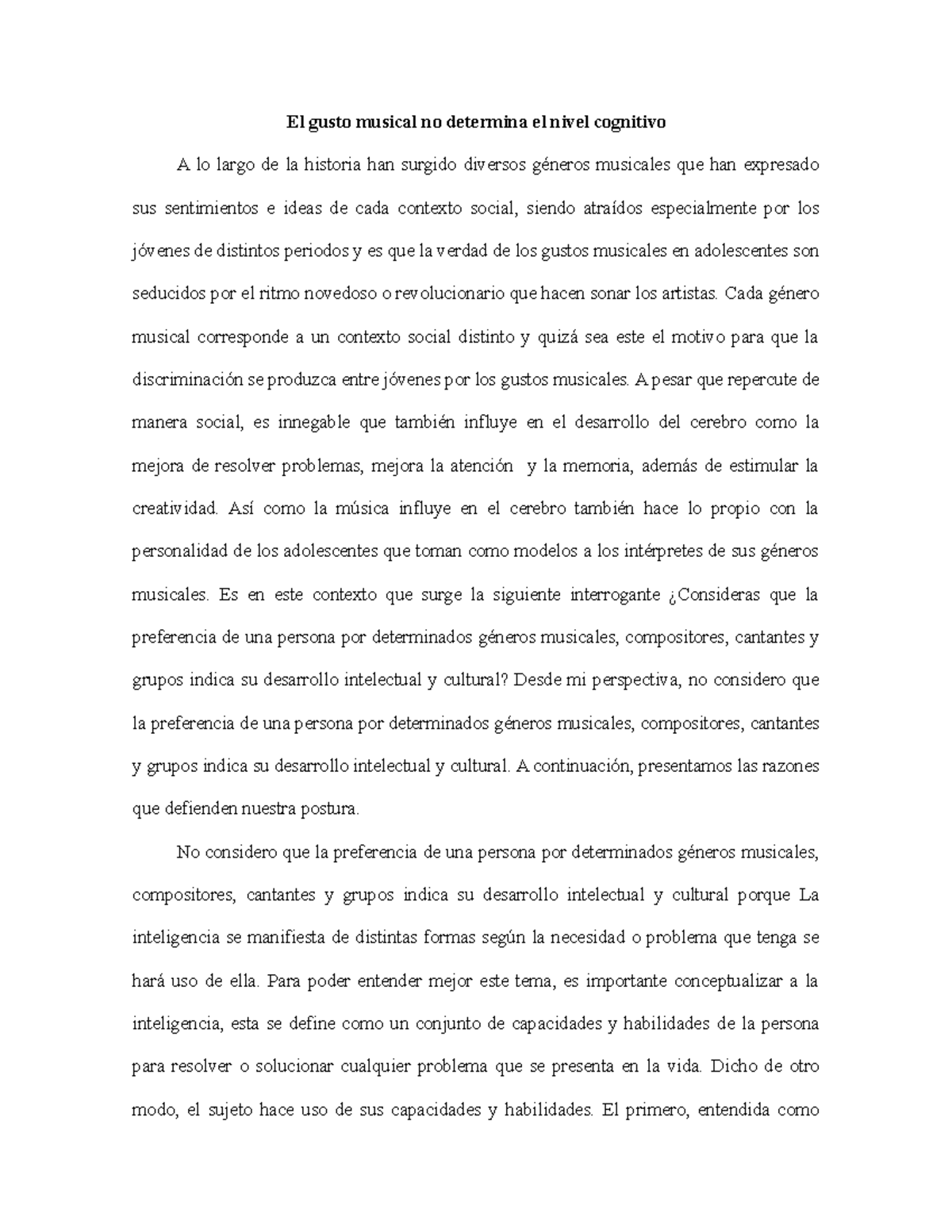 El gusto musical no determina el nivel cognitivo - Cada género musical ...