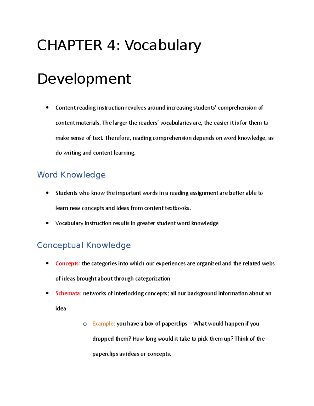 Chapter 4: Vocabulary Development - CHAPTER 4: Vocabulary Development ...