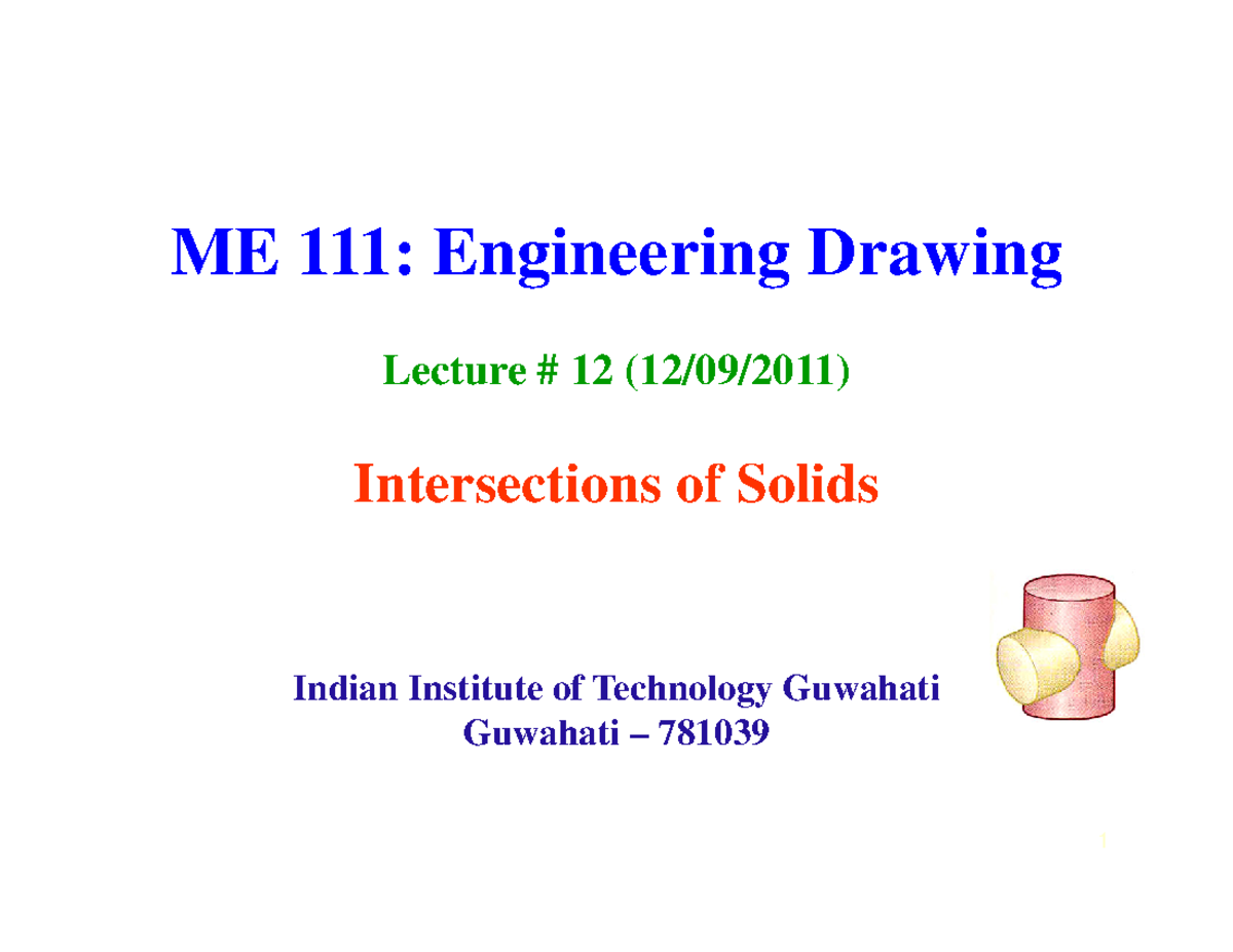 Intersection of line - ME 111: Engineering Drawing Lecture # 12 (12/09/2011) Intersections of ...