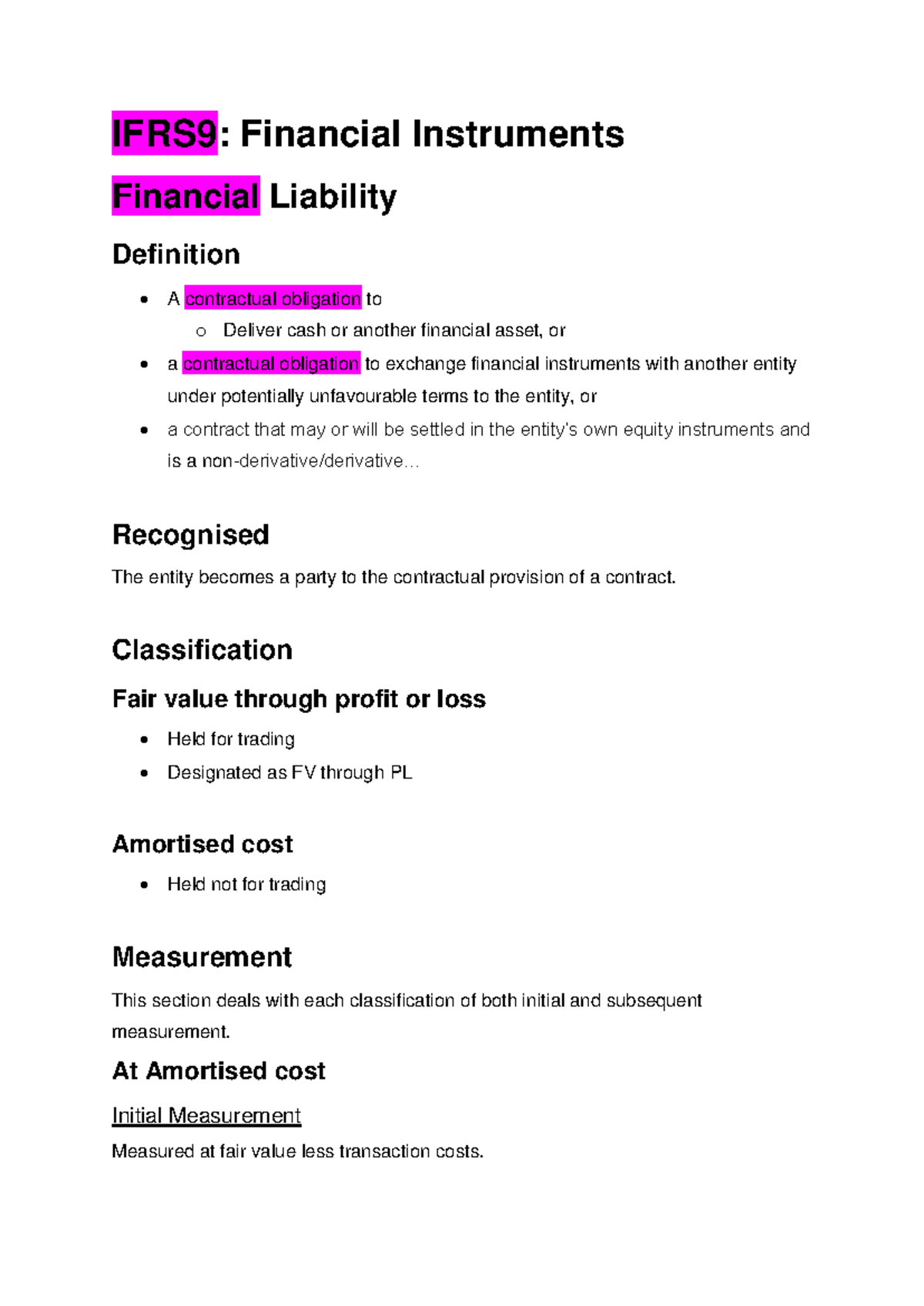 IFRS9- Financial Instruments (summary) - IFRS9: Financial Instruments ...