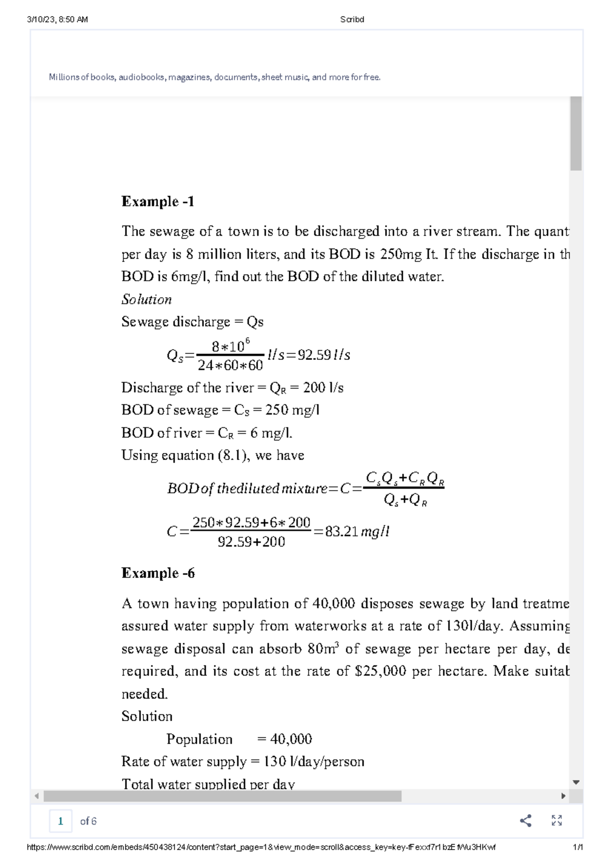 Water discharge - environmental engineering practice questions - 3/10 ...