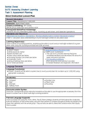 Assessing Impact on Student Learning Task 1 - A. Create a three-part ...
