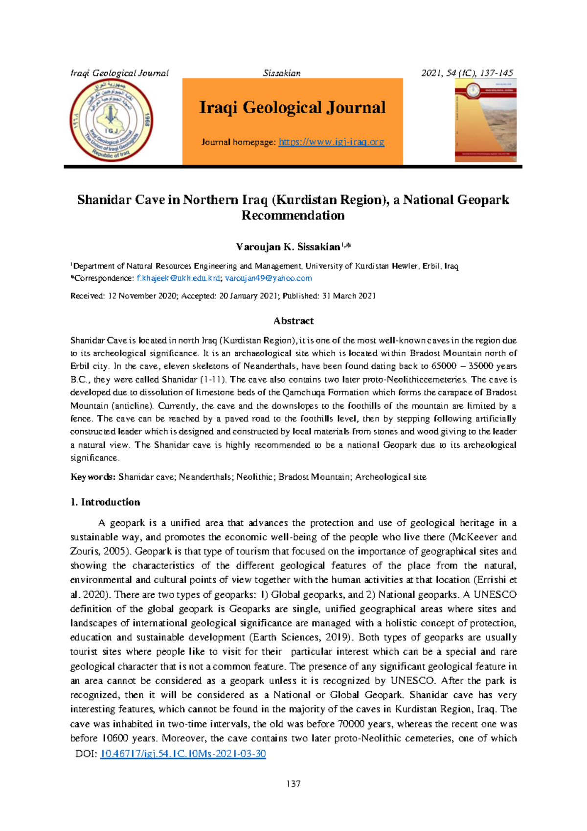 396 Article+Text 2063 6089 10 20210330 - Iraqi Geological Journal ...