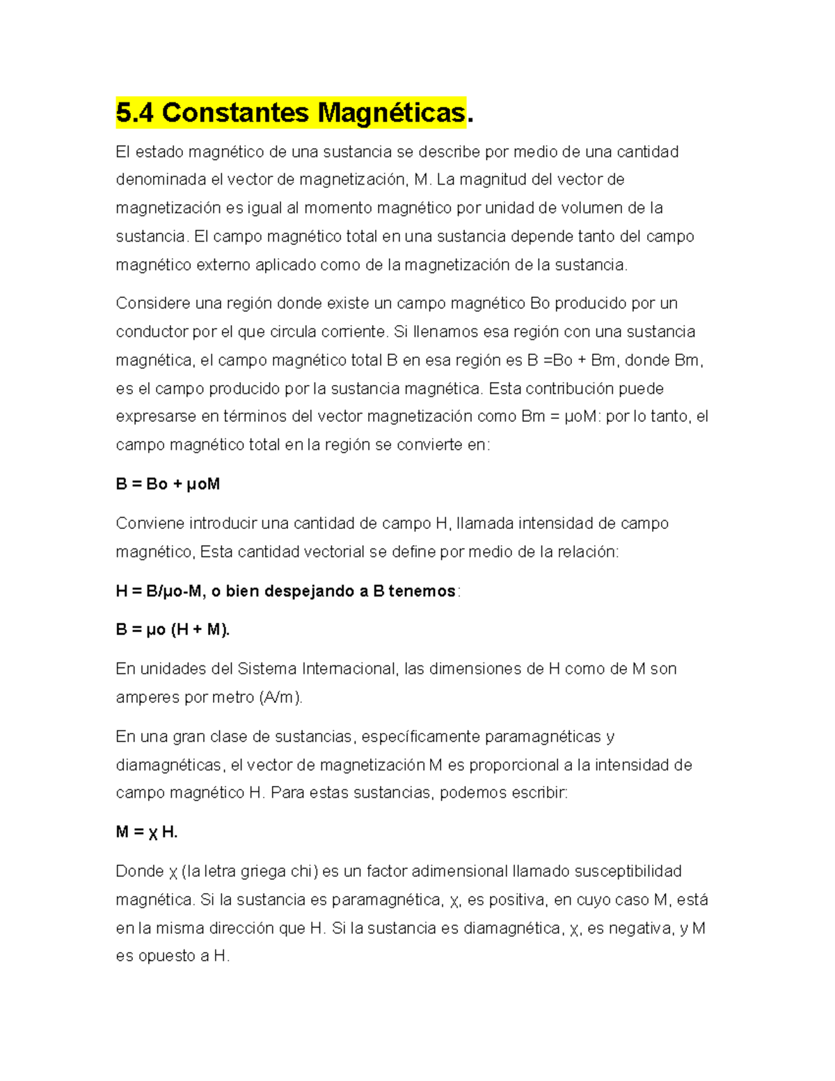 6.3 Constantes Magneticas - 5 Constantes Magnéticas. El estado ...