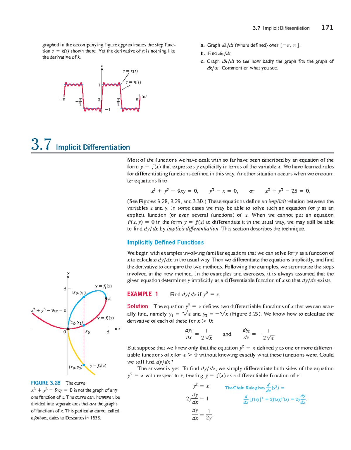 Math ch3-7 - math work - 3 Implicit Differentiation 171 graphed in the accompanying figure - Studocu
