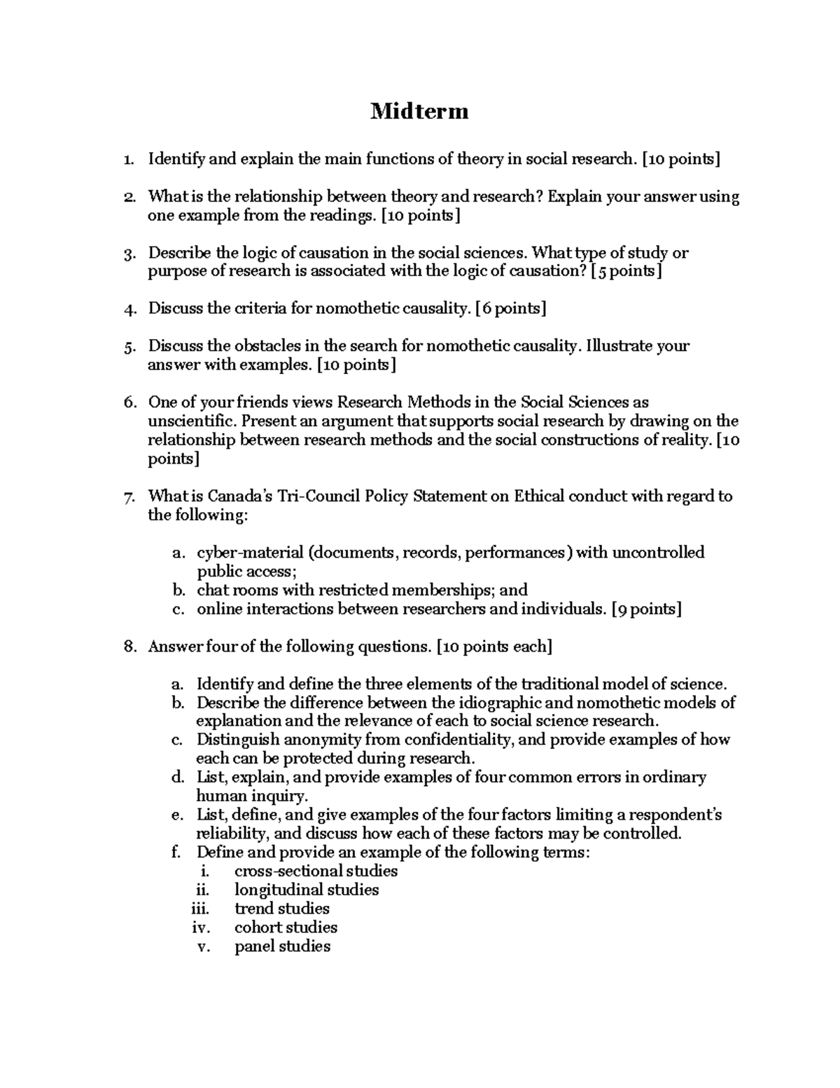 Midterm Exam Sample Questions for Practice - Midterm Identify and ...