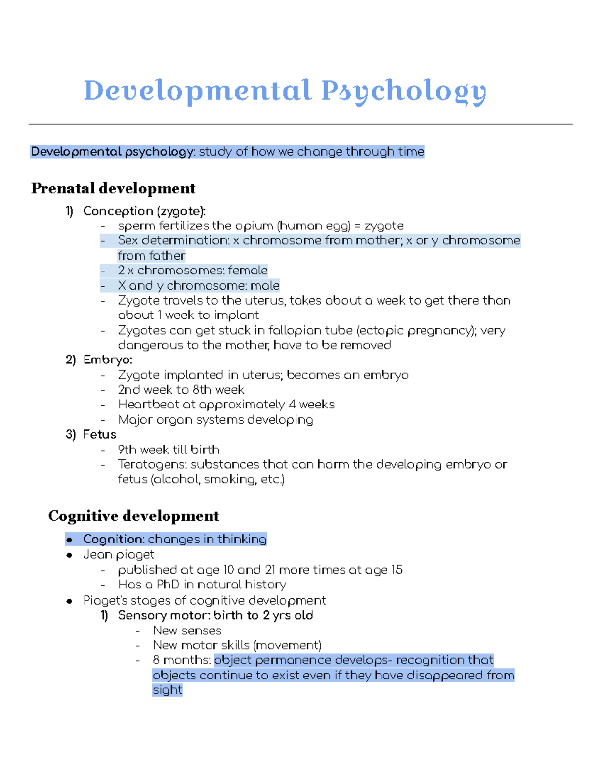 Developmental Psychology - Developmental Psychology Developmental ...
