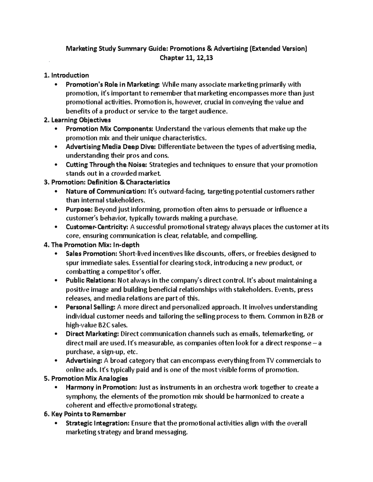 Marketing Chapter 11 - Marketing Study Summary Guide: Promotions ...