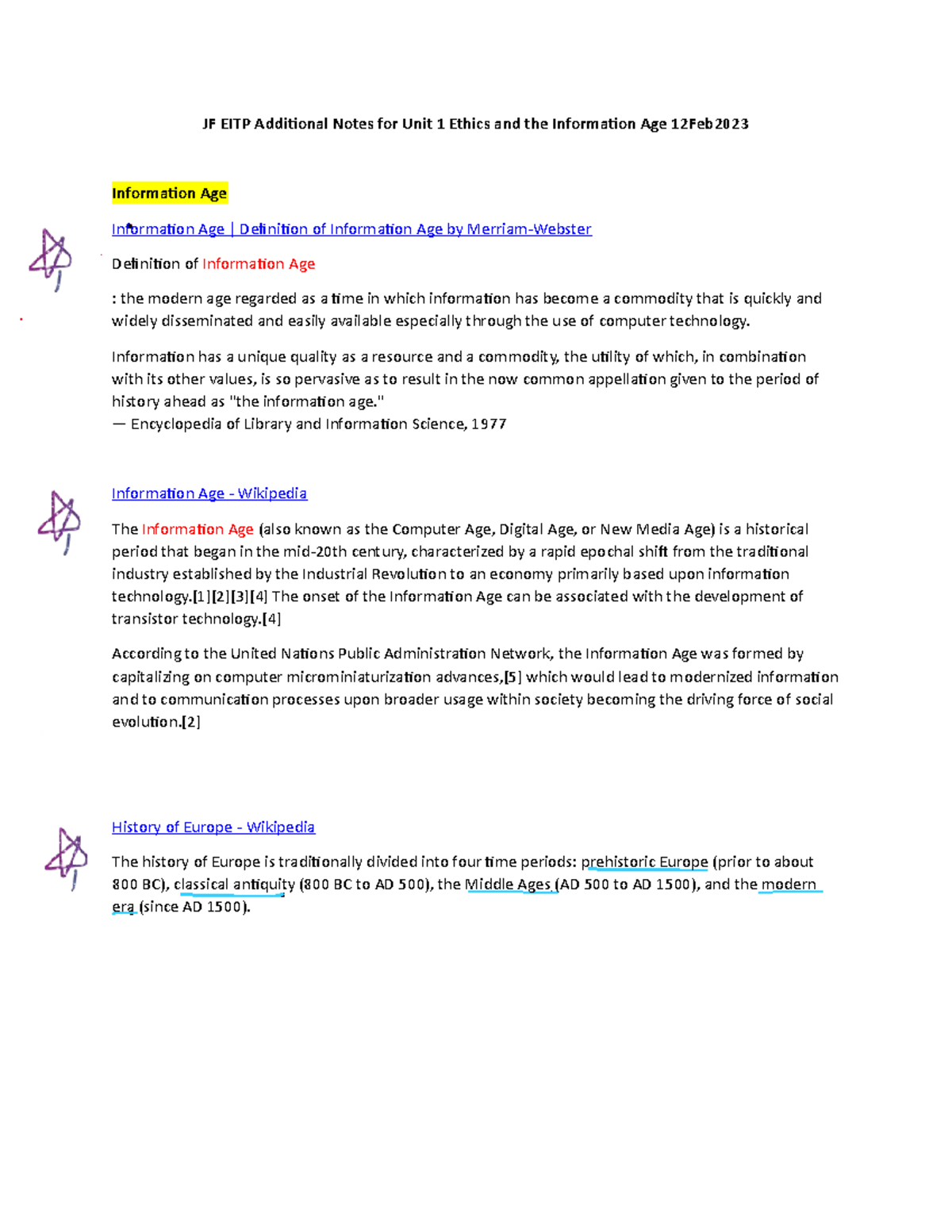 JF EITP Additional Notes for Unit 1 Ethics and the Information Age ...