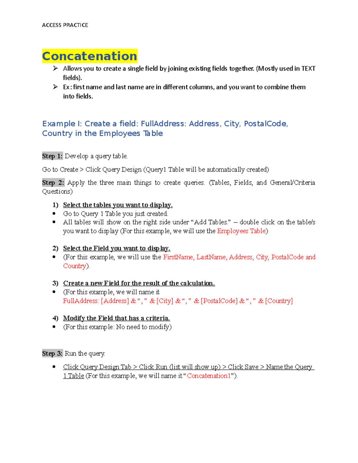 Concatenation - Concatenation Allows you to create a single field by ...