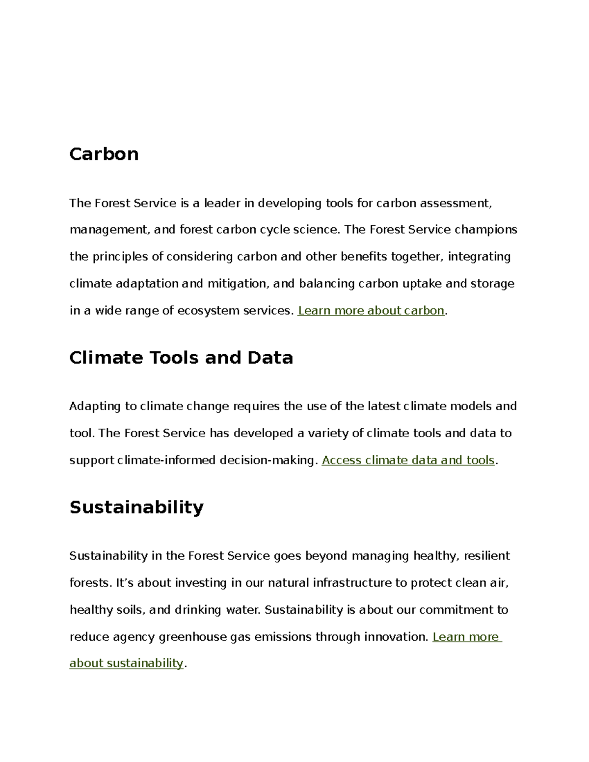 Carbon - notes - Carbon The Forest Service is a leader in developing ...