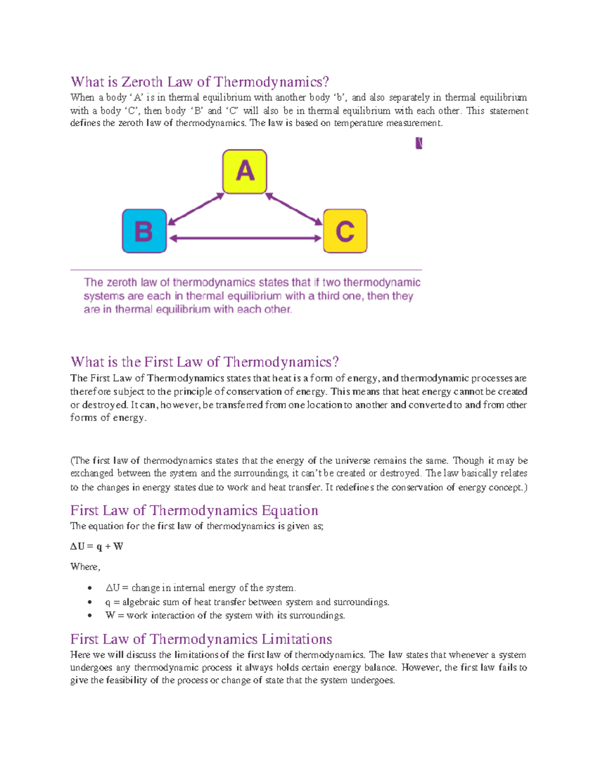 1st Law - hi gghh - What is Zeroth Law of Thermodynamics? When a body ...