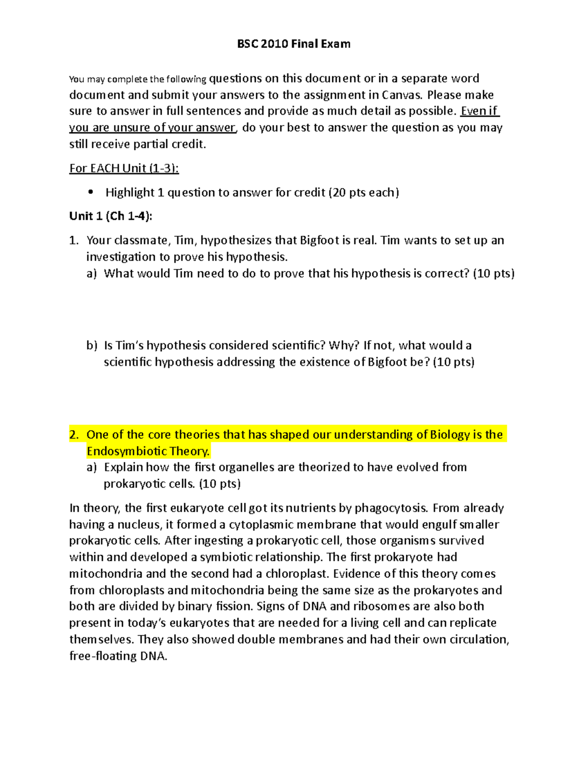 Final Exam - Fa 21-1 - BSC 2010 Final Exam You may complete the ...