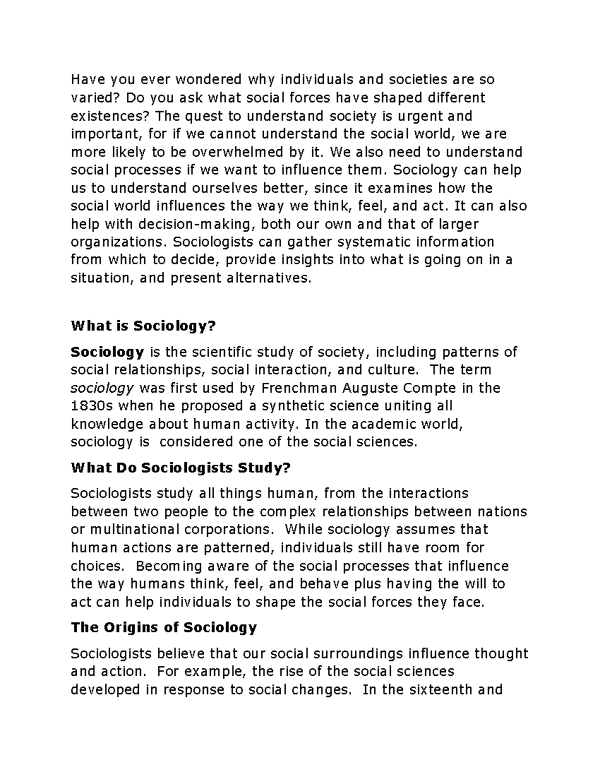 Intro To Sociology - Lecture Notes - Have you ever wondered why ...