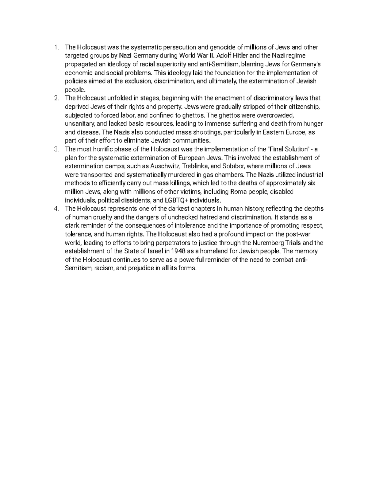 Holocaust notes - The Holocaust was the systematic persecution and ...