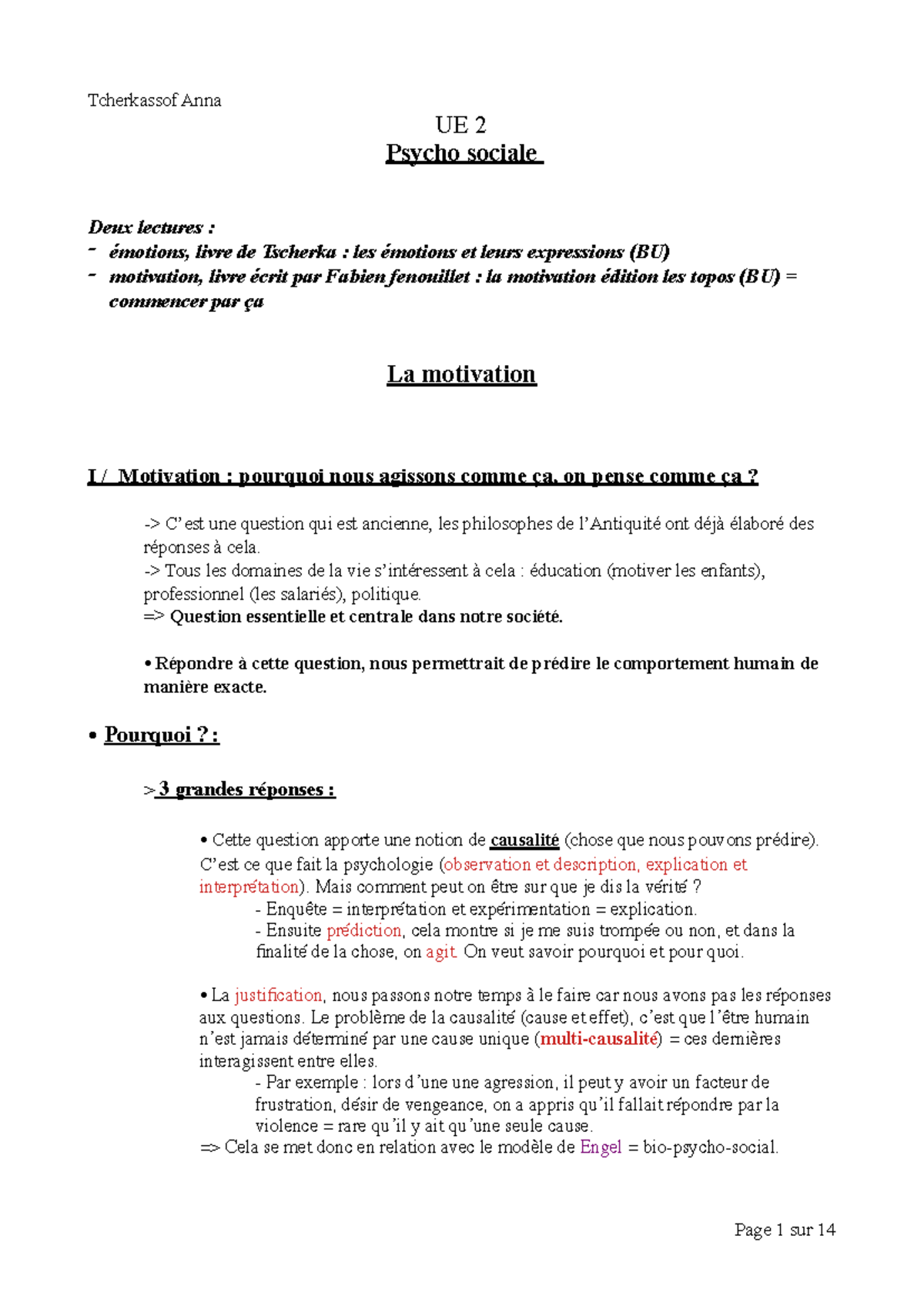 Tcherka Motivation - Tcherkassof Anna UE 2 Psycho sociale Deux lectures ...