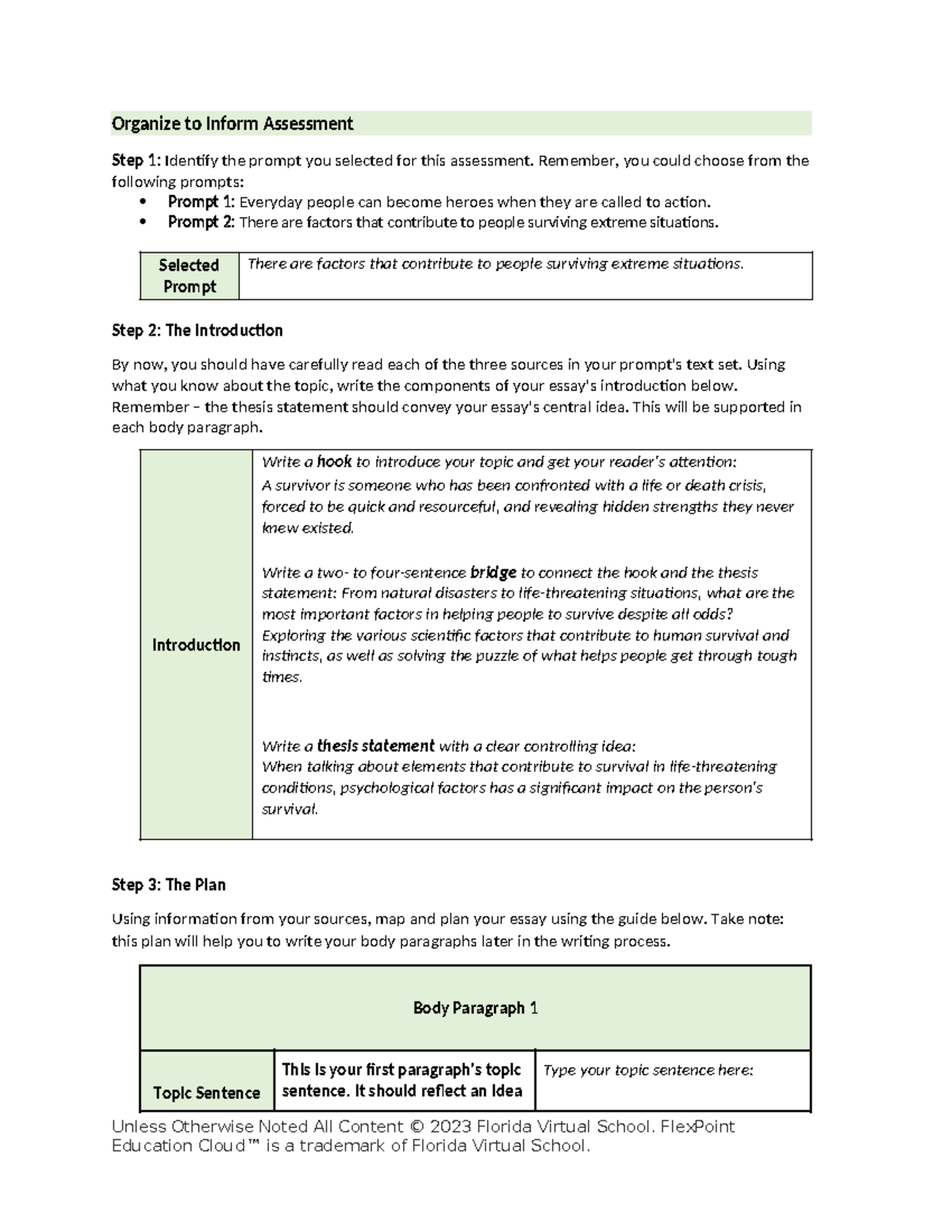 Organize and inform - essay - Organize to Inform Assessment Step 1 ...