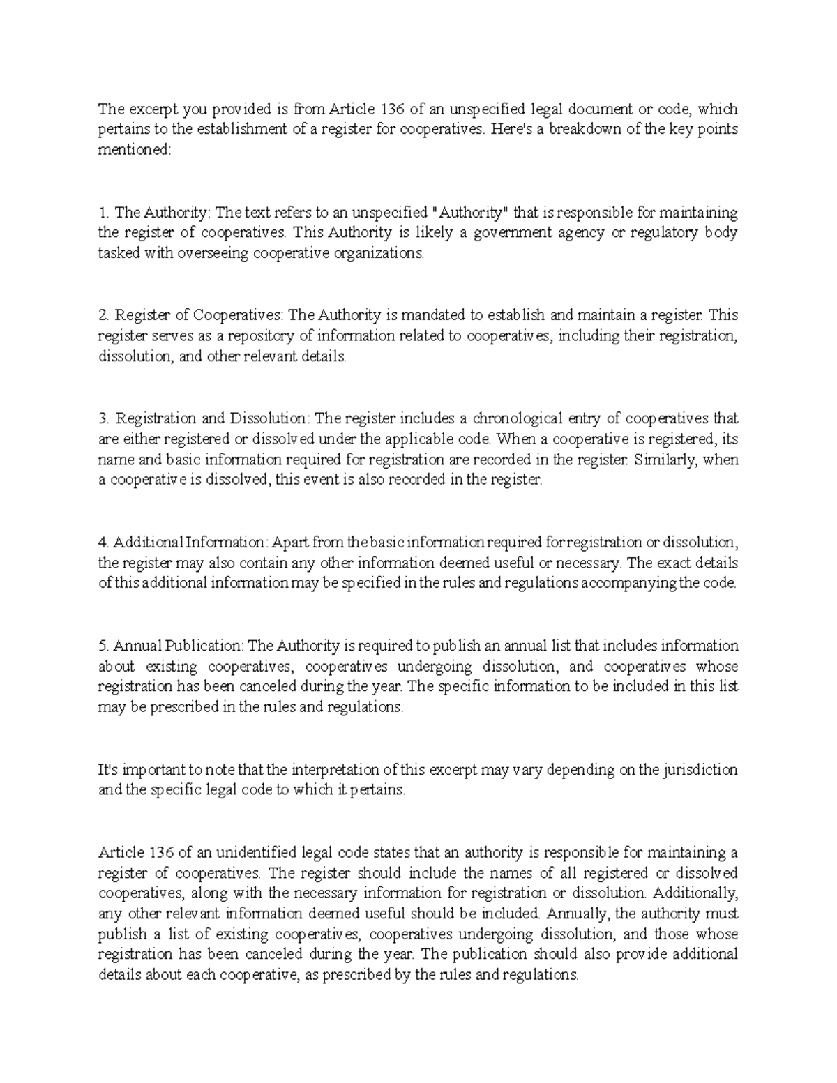 RA - Outline overview - The excerpt you provided is from Article 136 of ...