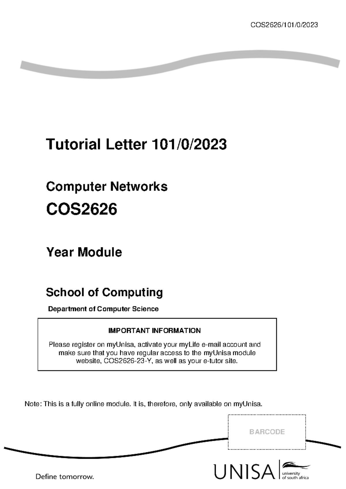 TUT Letter COS - COS2626/101/ 0 / 2023 Tutorial Letter 101/ 0 / 2023 ...