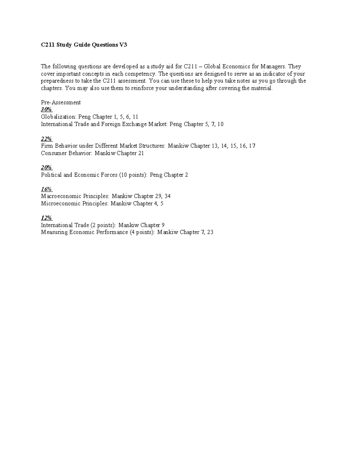 C211 Study Guide Questions V3 - They cover important concepts in each competency. The questions ...