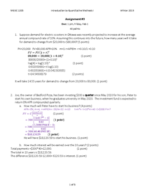 Assignment 4 Solutions MGSC1205 Winter 2019 - Solutions Assignment Due ...